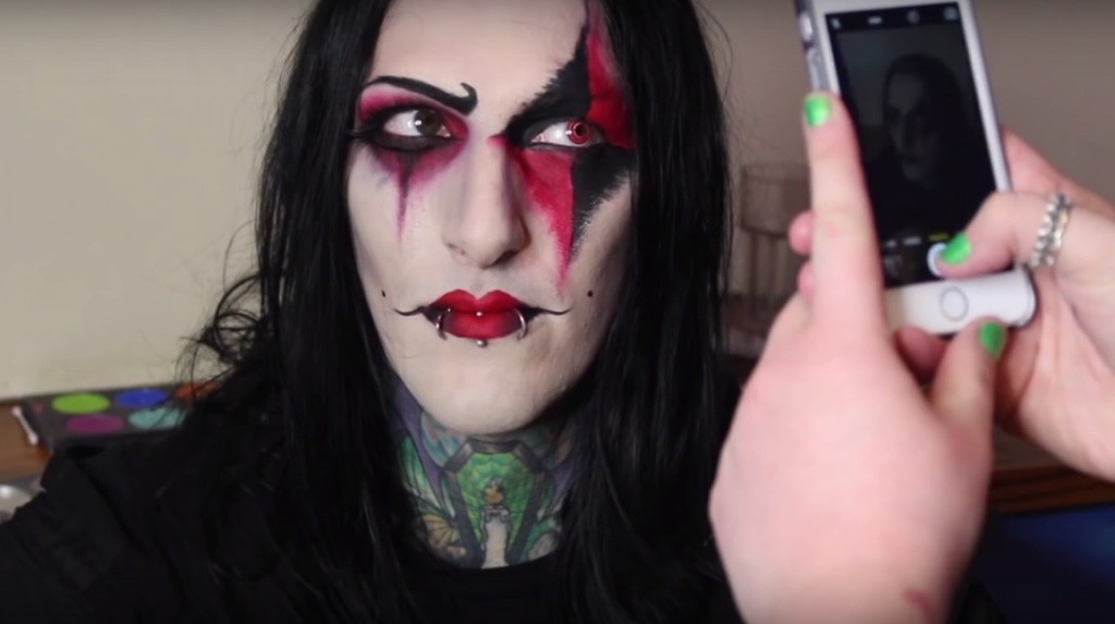 Watch Chris Motionless Turn Into Evil Clown + Miss Motionless Makeup Tutorial - AlteRock